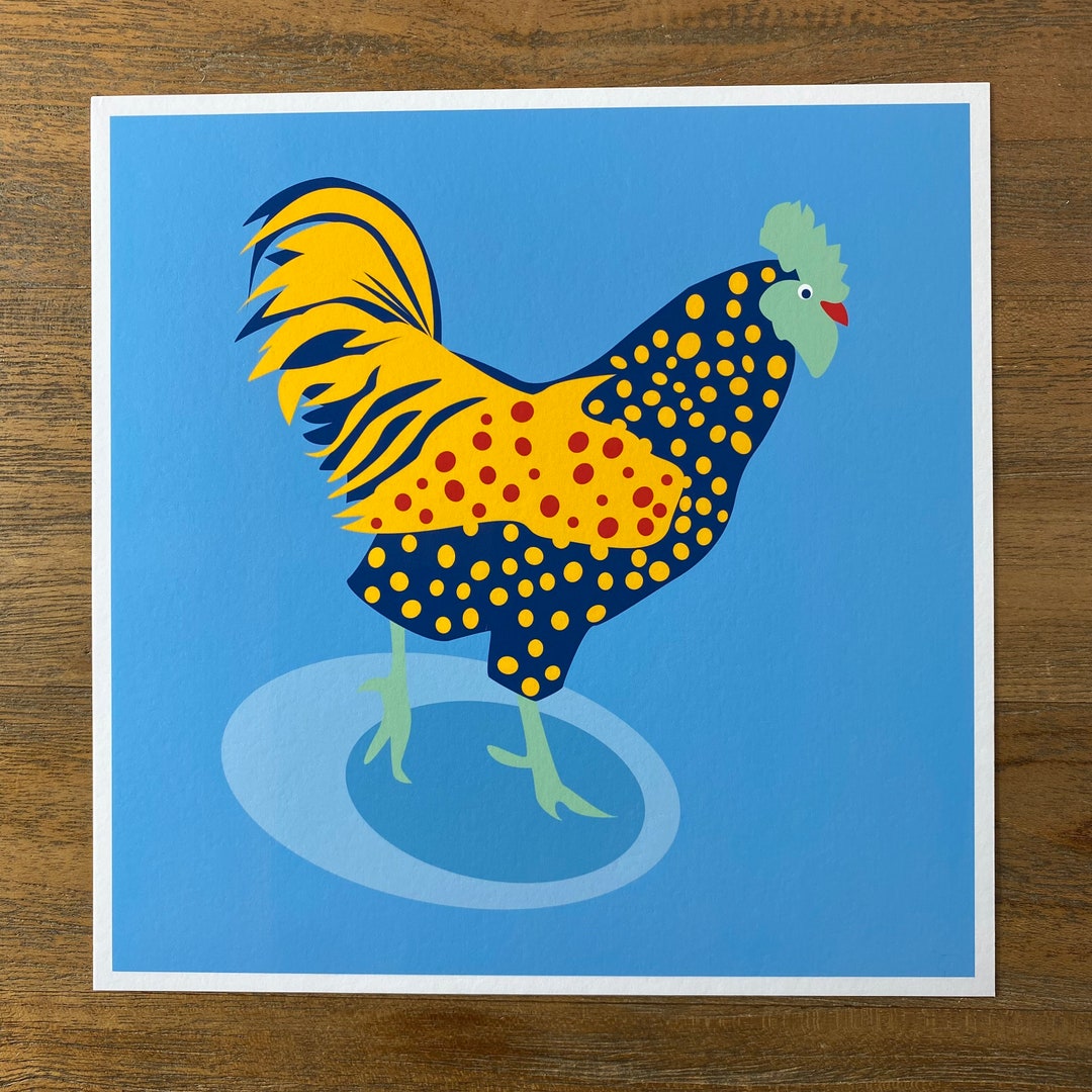 Light Blue Pop Art Chicken Art Print - Etsy