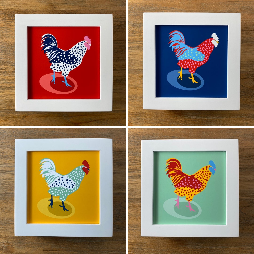 Framed Pop Art Chicken- Available in 5 Colors- Small, Framed Print - Etsy
