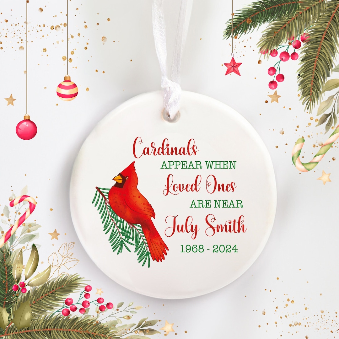 Custom Red Cardinal Christmas Memorial Ornament, in Memory Heaven ...