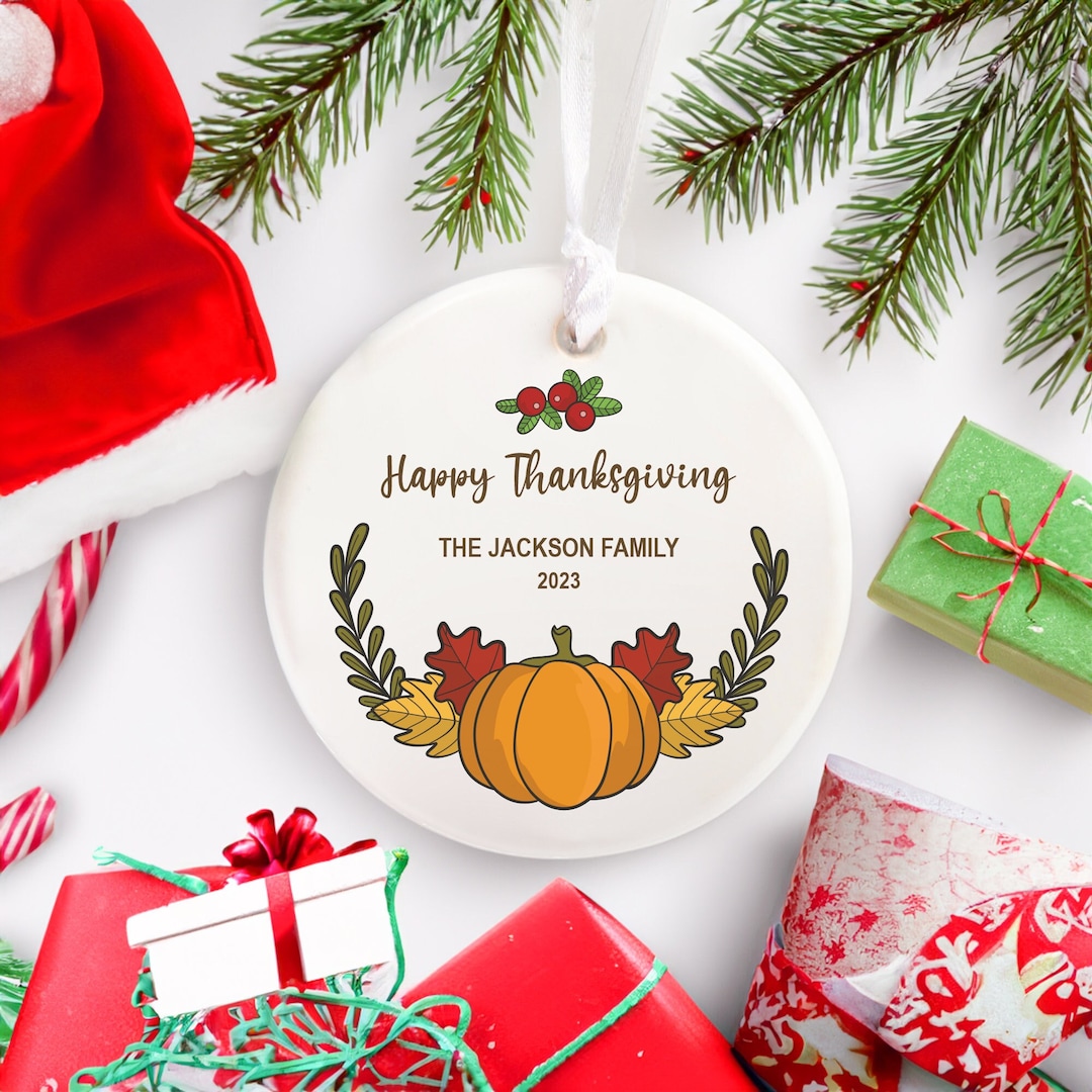Personalized Family Thanksgiving Ornament, Happy Thanksgiving Keepsake ...