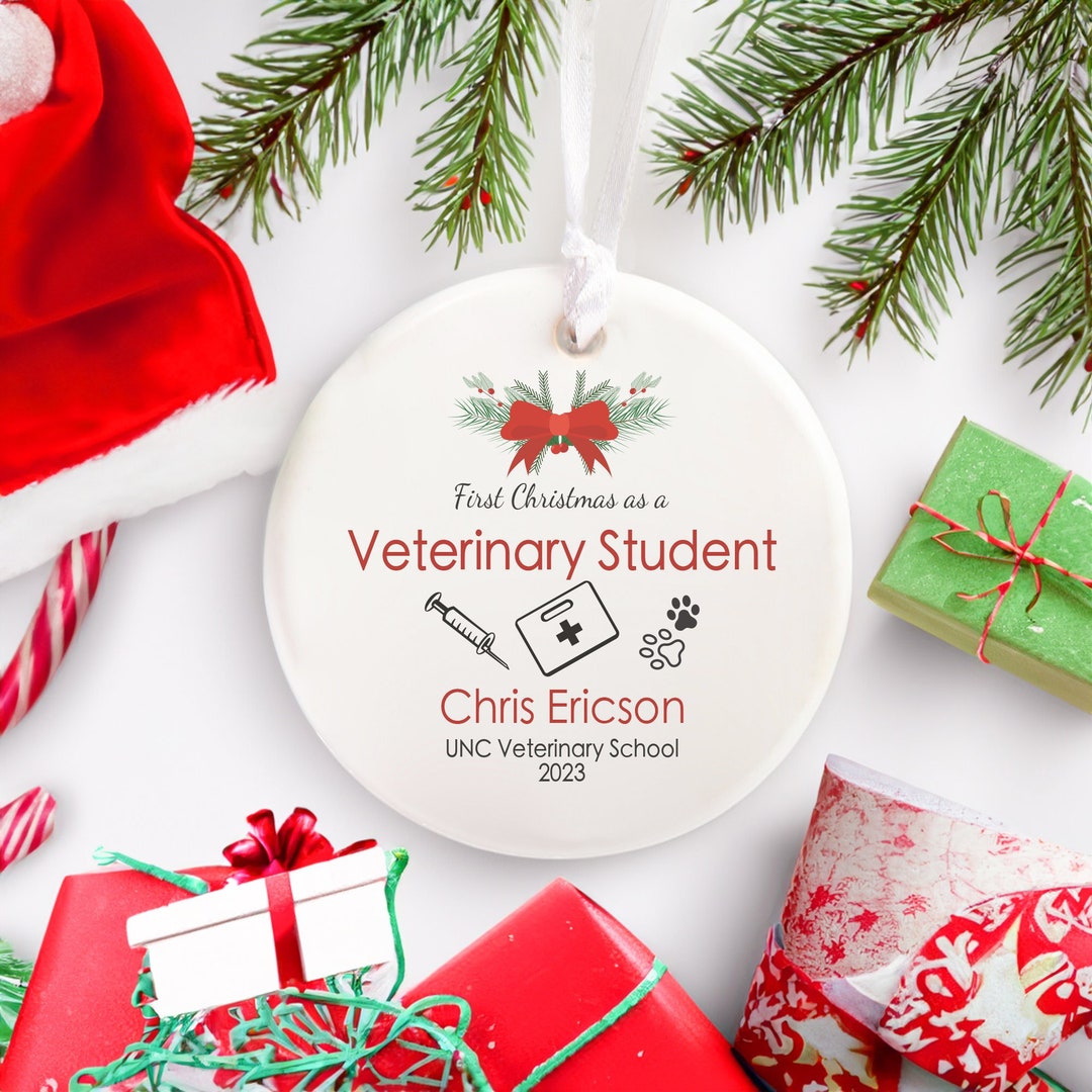 First Christmas as Veterinary Student Ornament, Vet Clinic Gift, Custom ...
