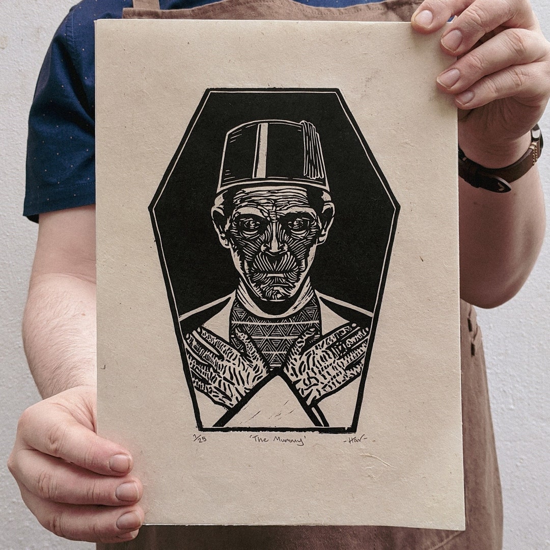 Limited Edition Handmade Mummy Lino Print | ‘the Mummy’ | Hand Printed ...