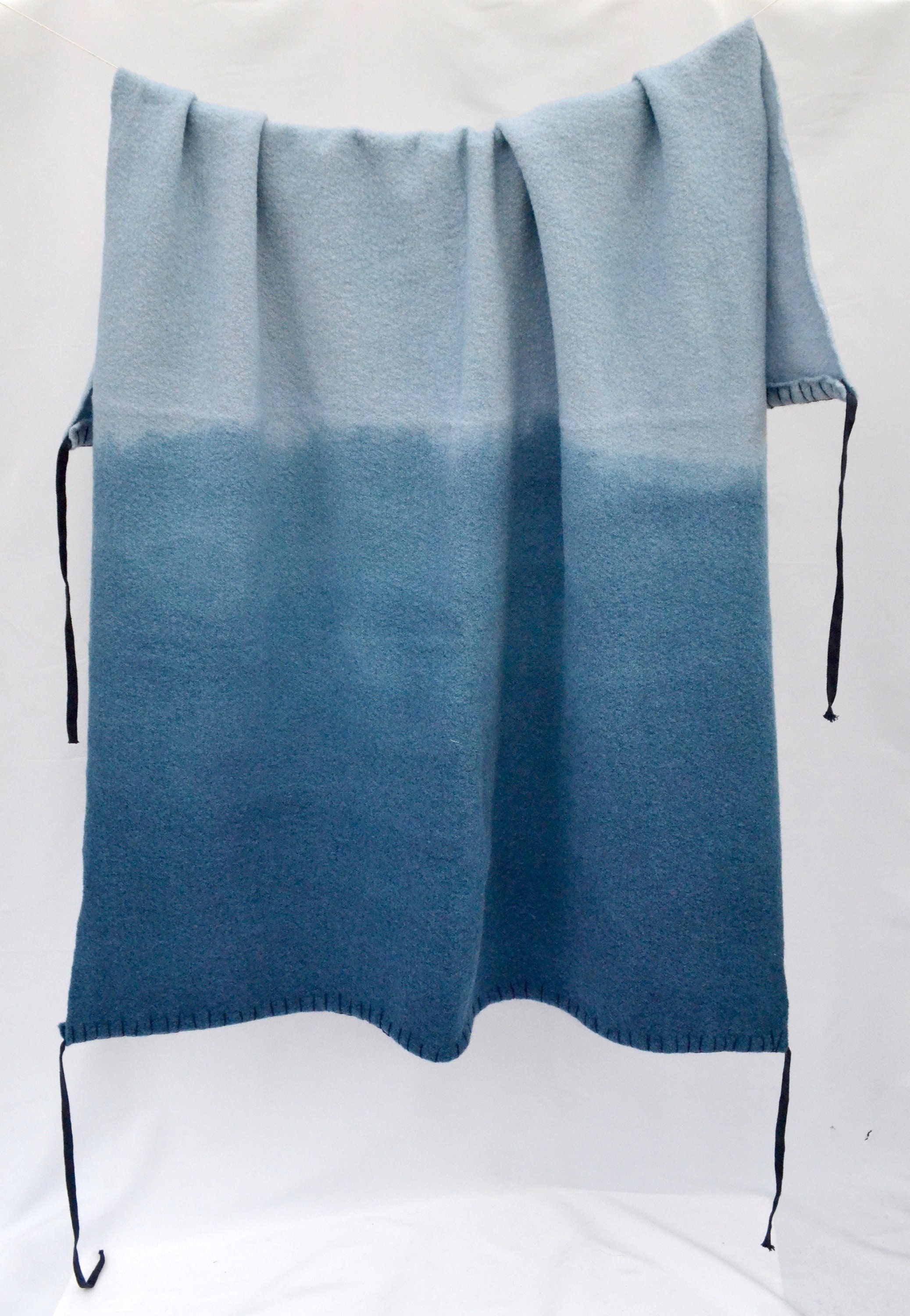 Indigo Ombre Boiled Wool Blanket: Sky Blue Hygge Throw - Etsy
