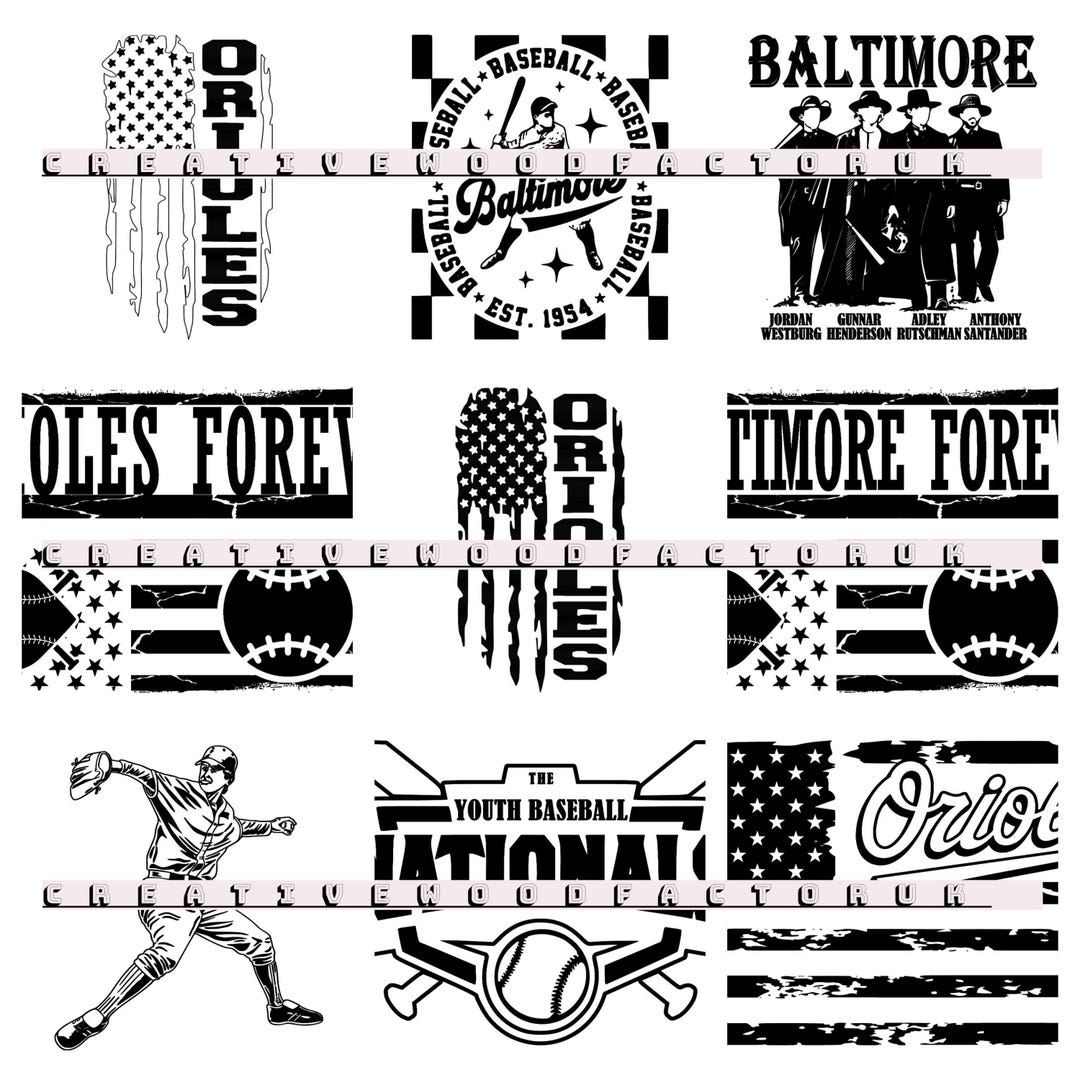 Large Bundle ,fan Made Logos Baltimore Baseball Team , Crests Etc ...