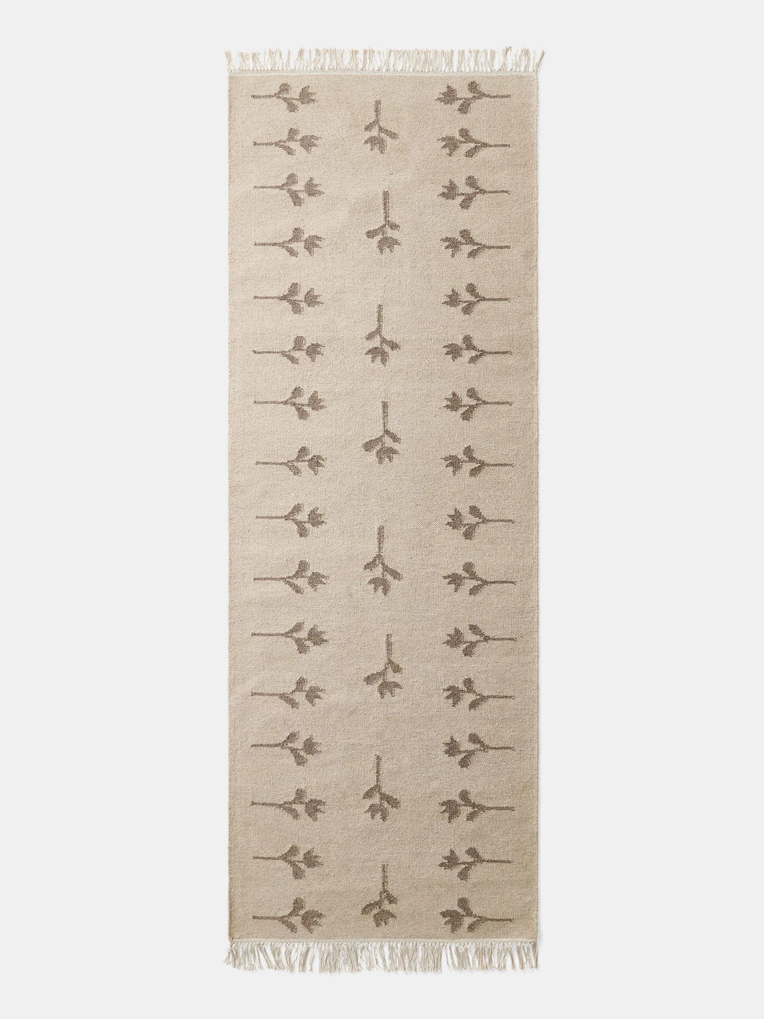 Entrance Way Runner Rug: Handmade Wool Beige Floral Motif, Scandinavian ...
