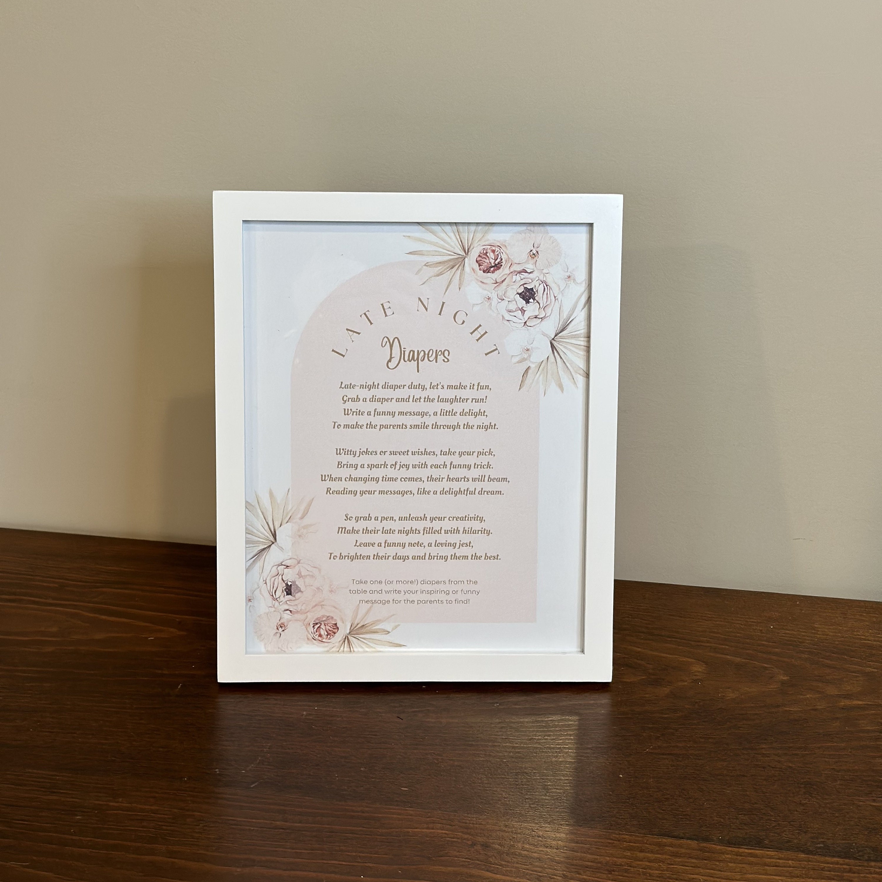 Late Night Diapers Printable Baby Shower Activity Instant Download Fits ...