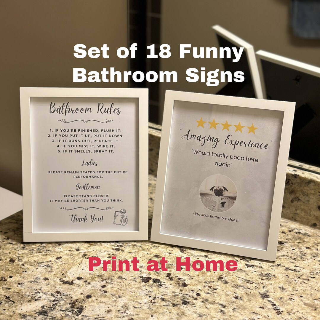 Set of 18 Hilarious Bathroom Signs | Downloadable PDF | Perfect for ...