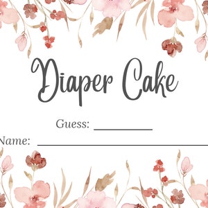 Elegant "diaper Cake" Sign Printable | Baby Shower Decor | Guess How ...