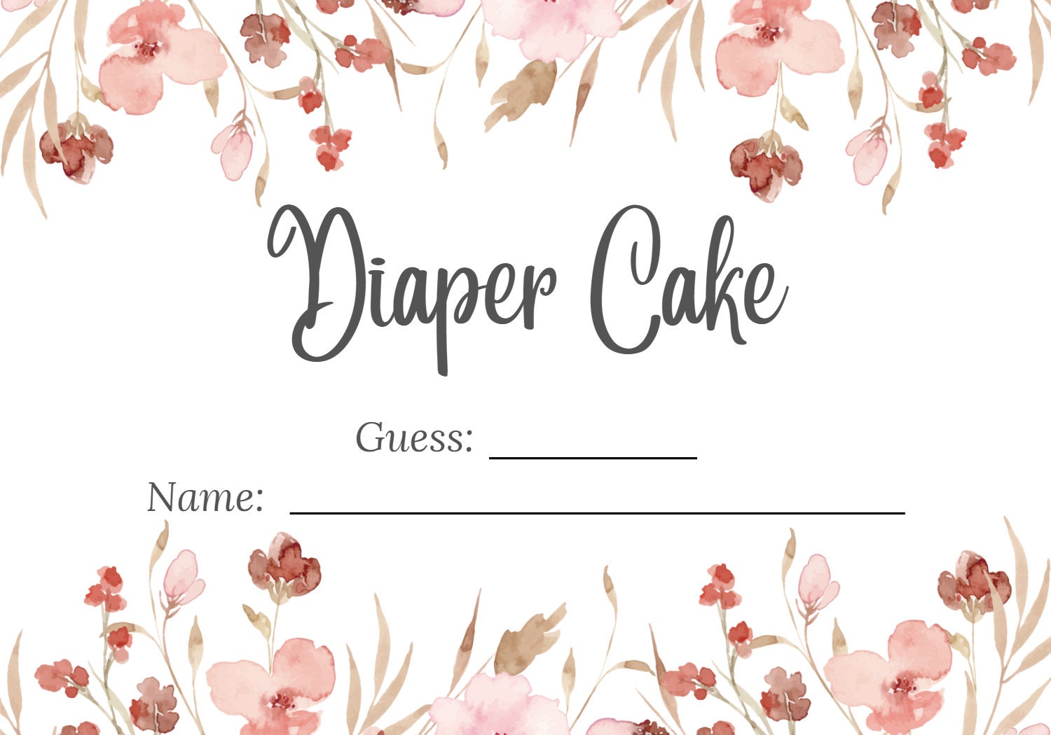 Elegant diaper Cake Sign Printable Baby Shower Decor Guess How Many ...
