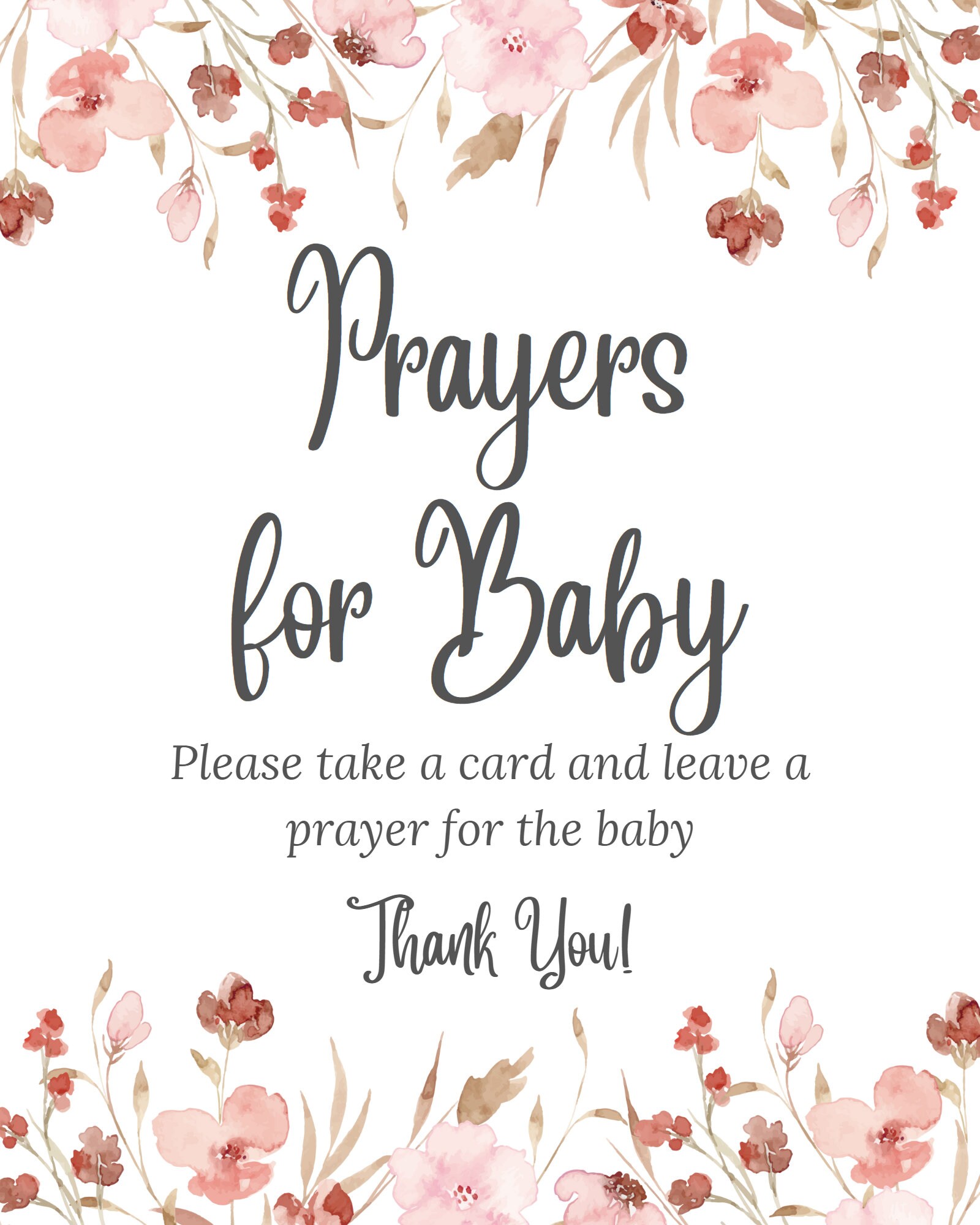 Elegant prayers for Baby Sign & Prayer Cards Printable Baby Shower ...