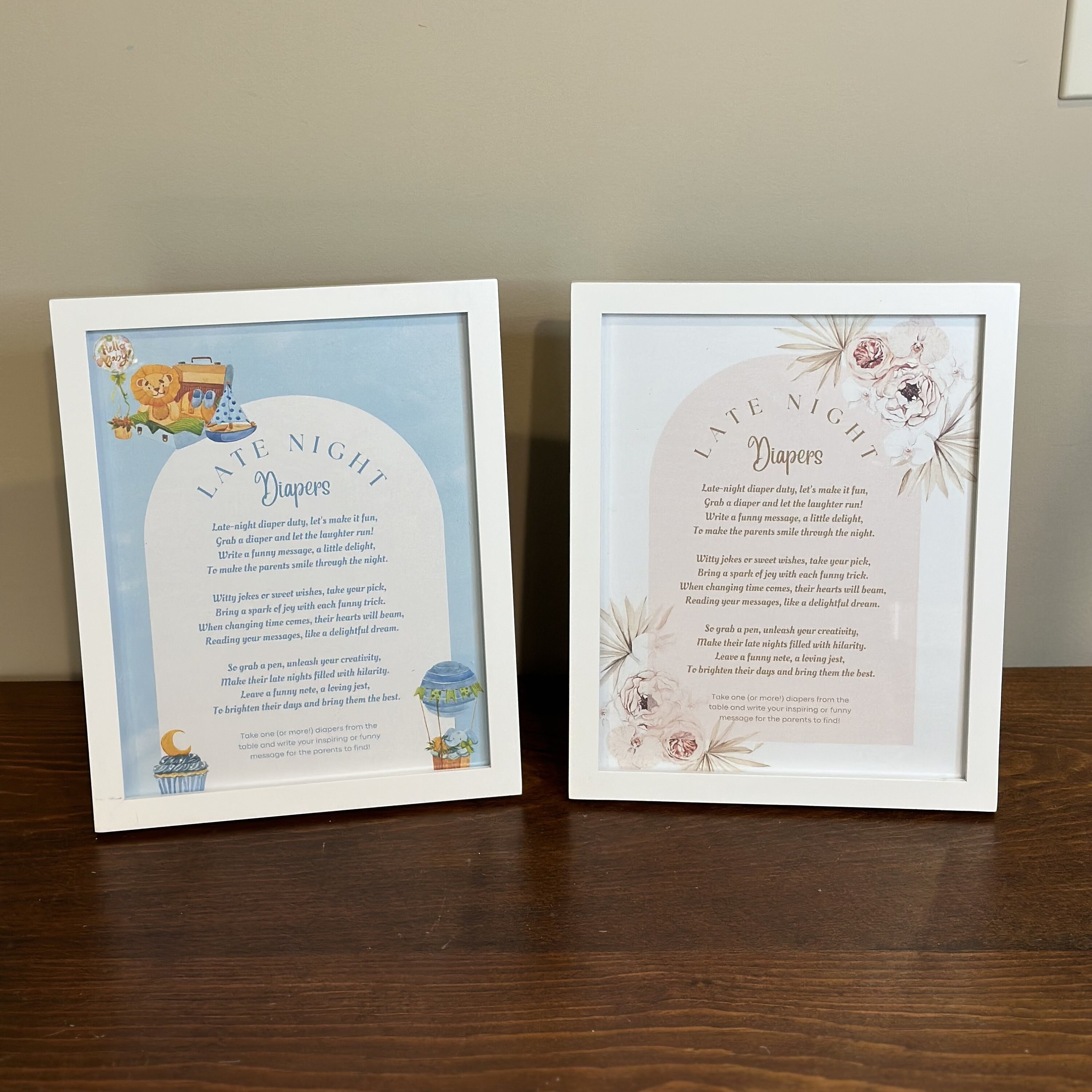 Late Night Diapers Printable Baby Shower Activity Instant Download Fits ...