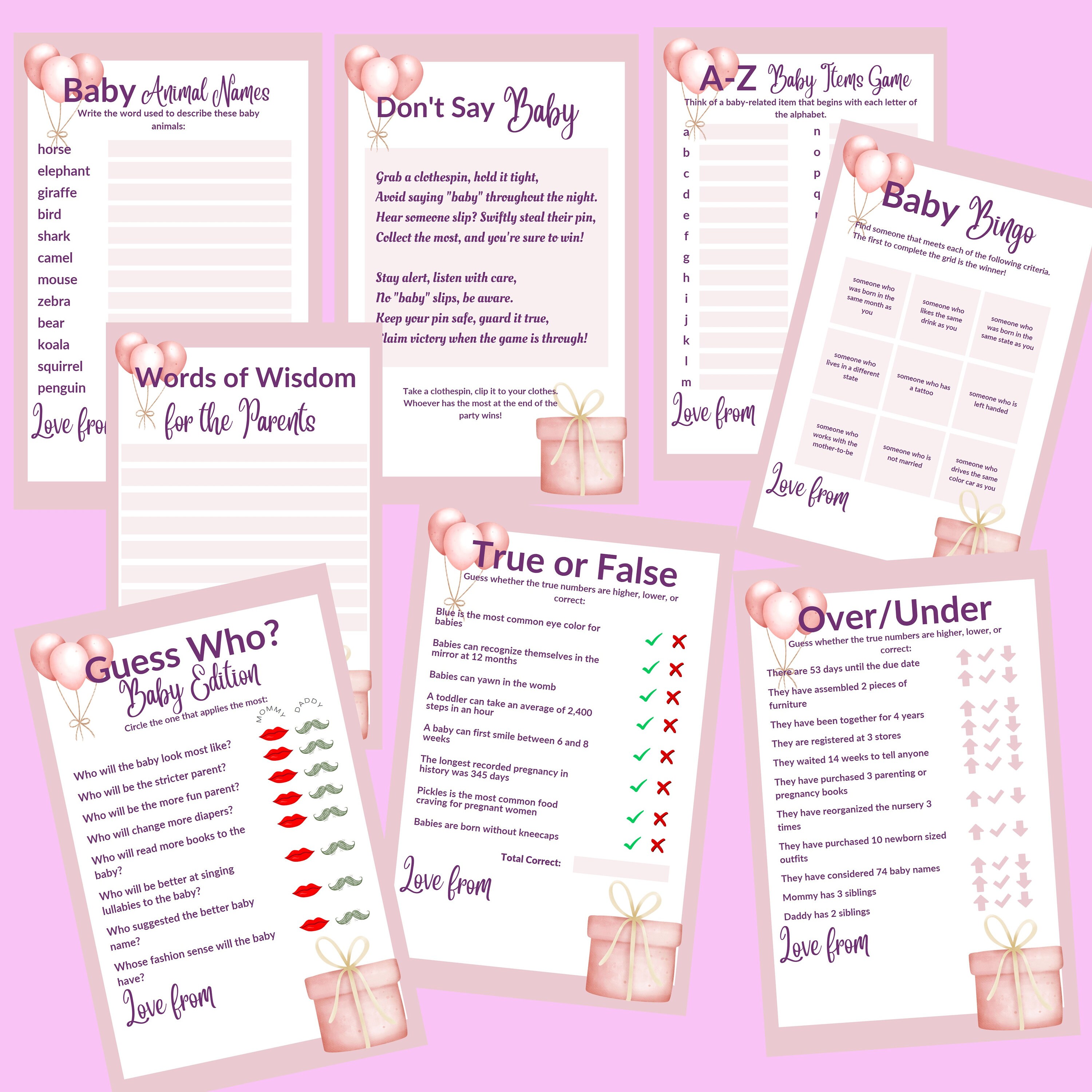 ULTIMATE Baby Shower Game Bundle 20 Games Included - Etsy