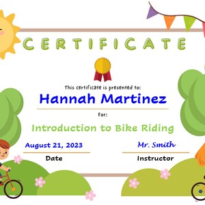 Customizable Bike Riding Certificate | Celebrate Cycling Achievements ...