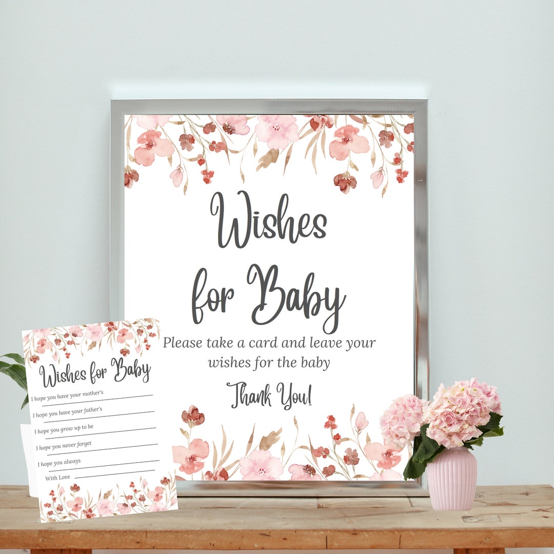 Elegant "wishes for Baby" Sign & Cards Printable | Baby Shower Decor ...