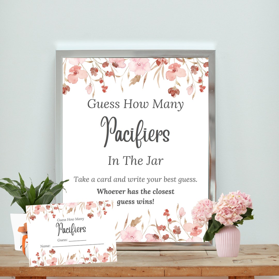 Elegant "guess How Many Pacifiers" Sign Printable | Baby Shower Decor ...