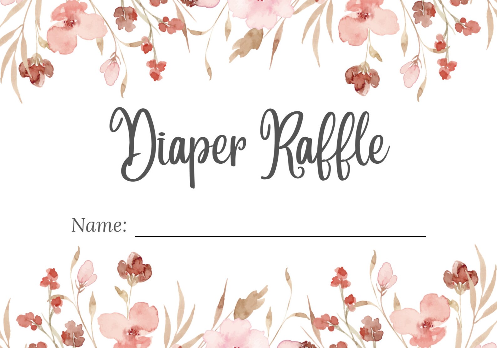 Elegant "diaper Raffle" Sign & Cards Printable | Baby Shower Decor ...