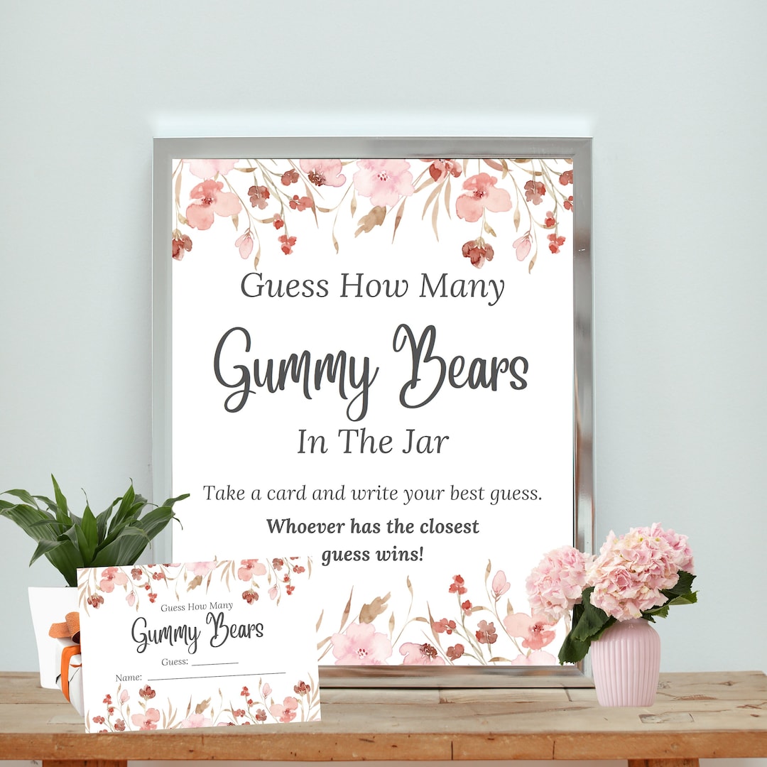 Elegant "guess How Many Gummy Bears in the Jar" Sign Printable | Baby ...