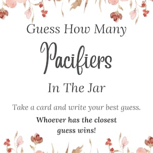 Elegant "guess How Many Pacifiers" Sign Printable | Baby Shower Decor ...