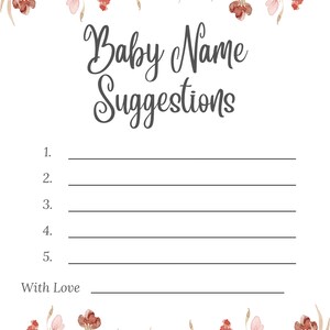 Elegant "baby Name Suggestions" Sign Printable | Baby Shower Decor ...