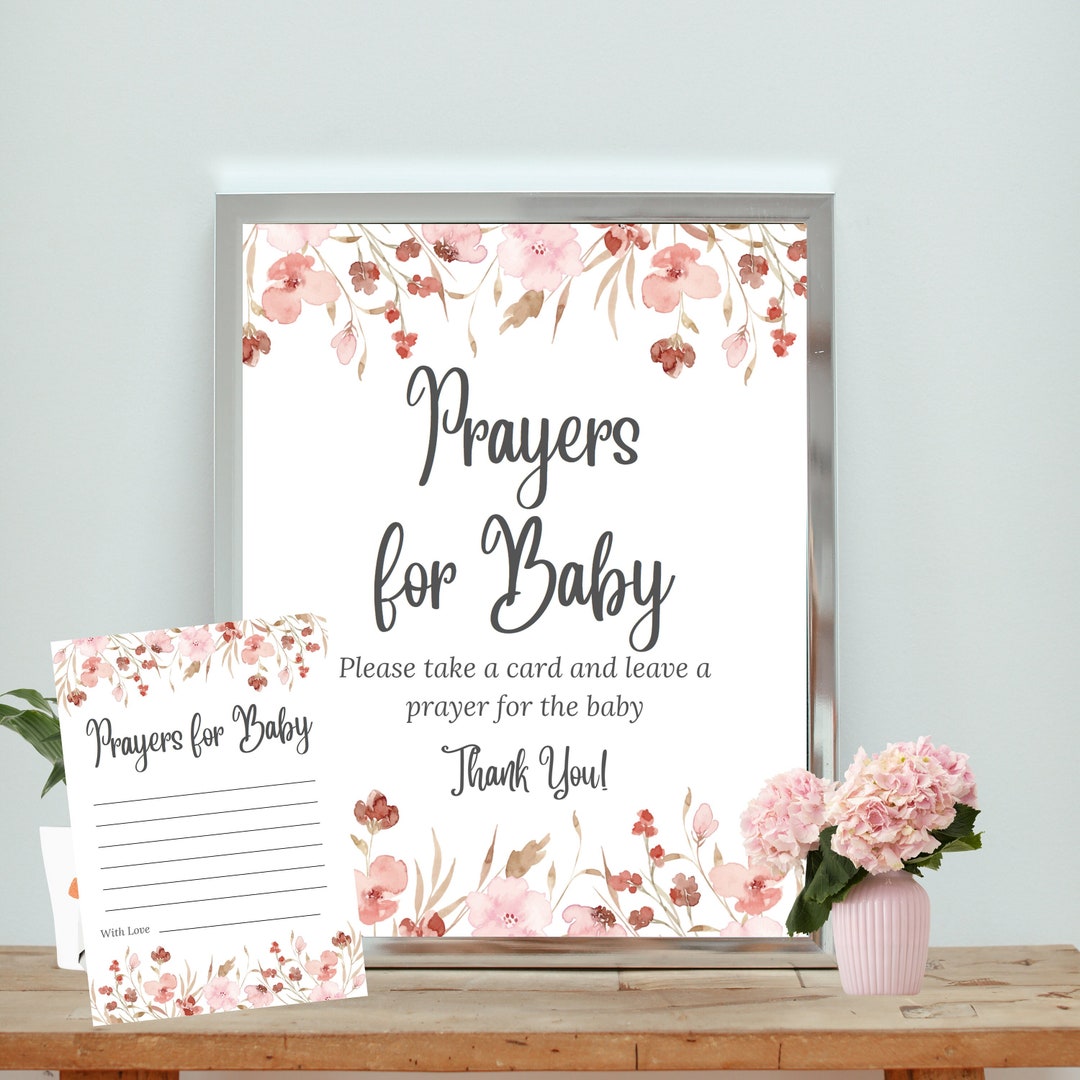 Elegant "prayers for Baby" Sign & Prayer Cards Printable | Baby Shower ...