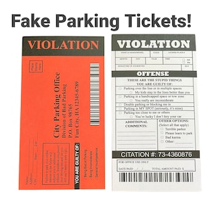 Prank Parking Tickets - Realistic Looking and Easy to Write - 50 ...