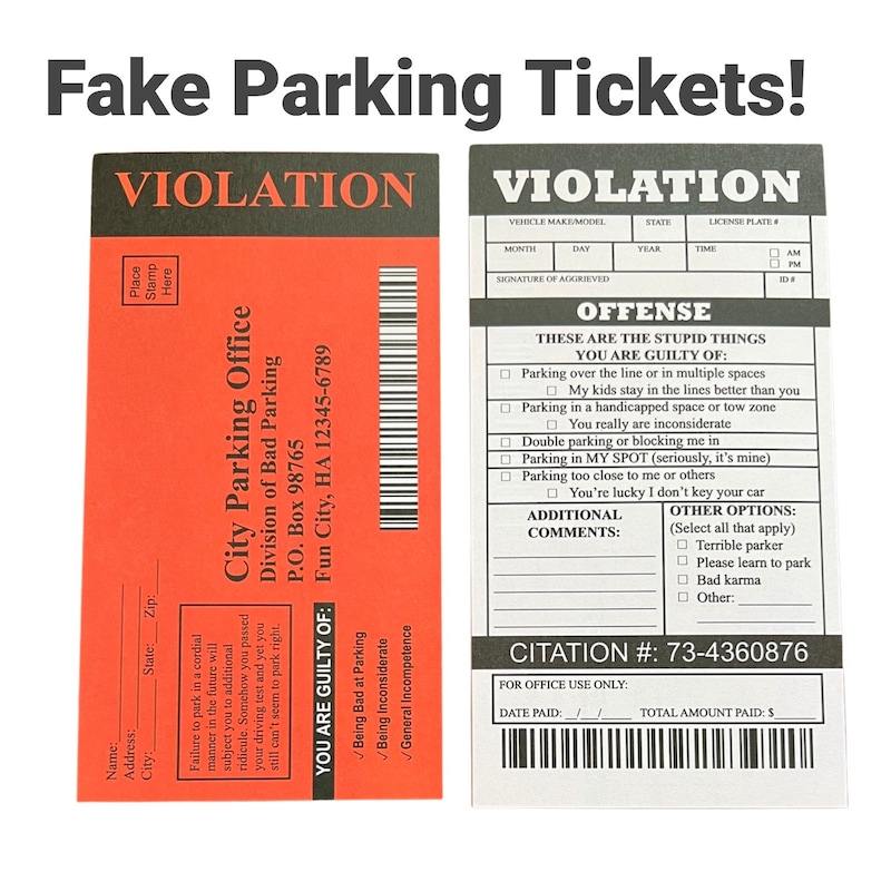 Funny Fake Parking Ticket - Etsy