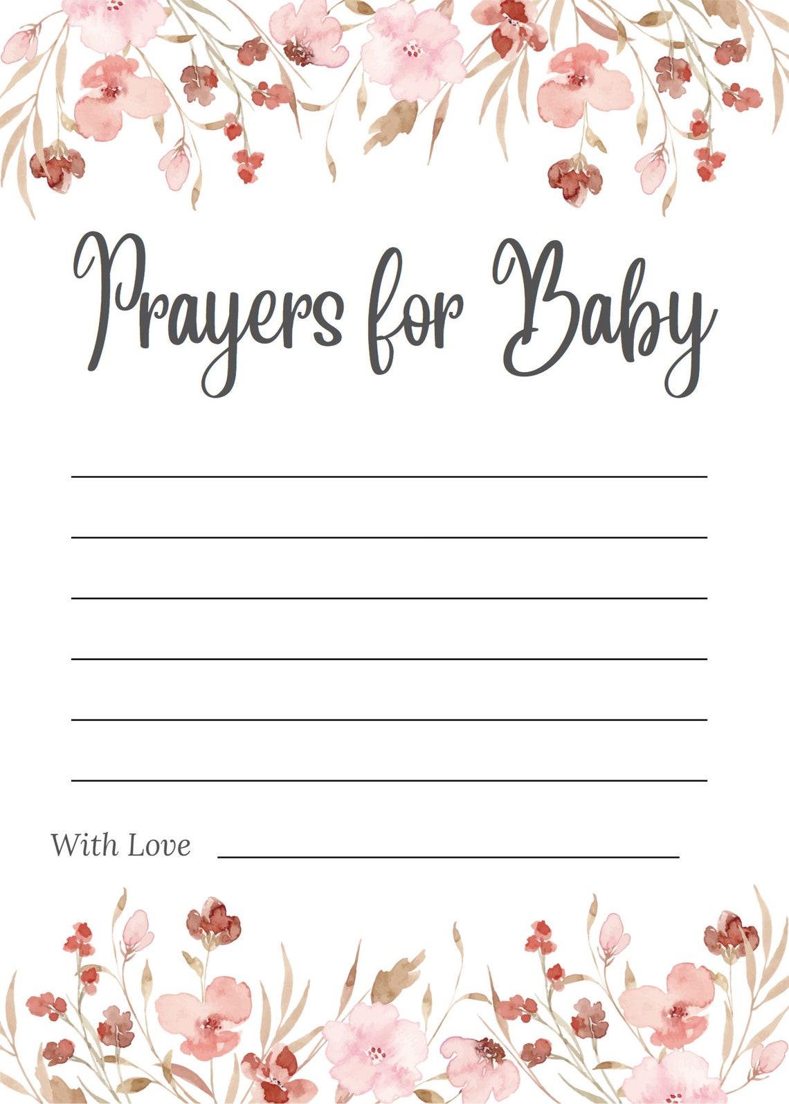 Elegant "prayers for Baby" Sign & Prayer Cards Printable | Baby Shower ...