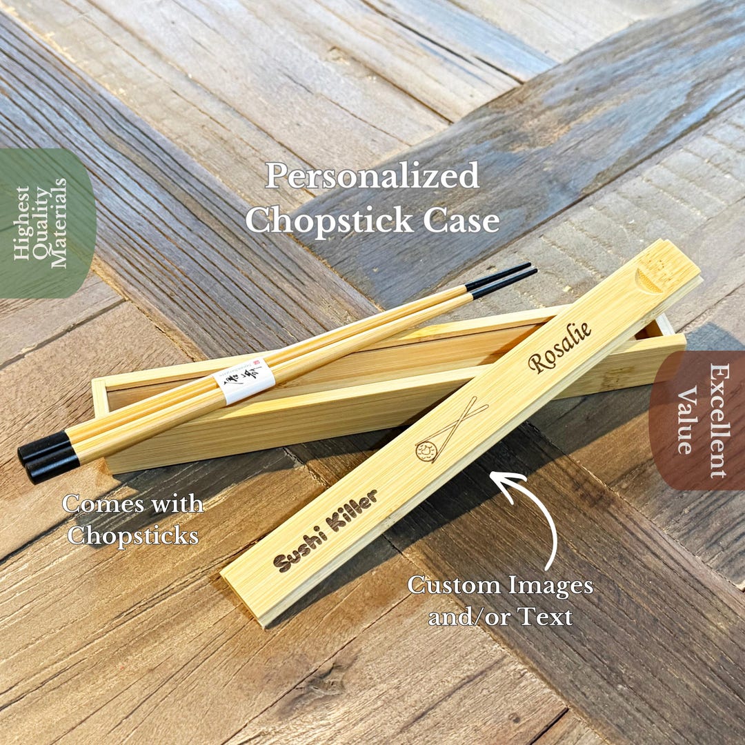 Personalized Bamboo Chopstick Case Set | Engraved Portable Chopsticks ...
