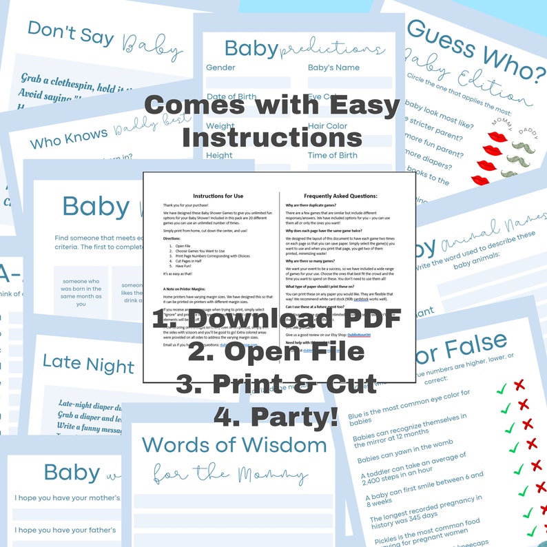 ULTIMATE Baby Shower Game Bundle 20 Games Included - Etsy