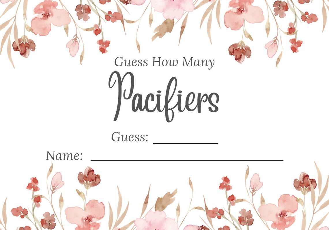 Elegant "guess How Many Pacifiers" Sign Printable | Baby Shower Decor ...
