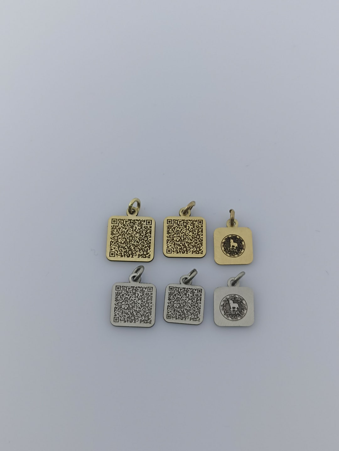 QR Code Logo Charm, Link Tag for Your Brand, Two Side Engraved Charm ...