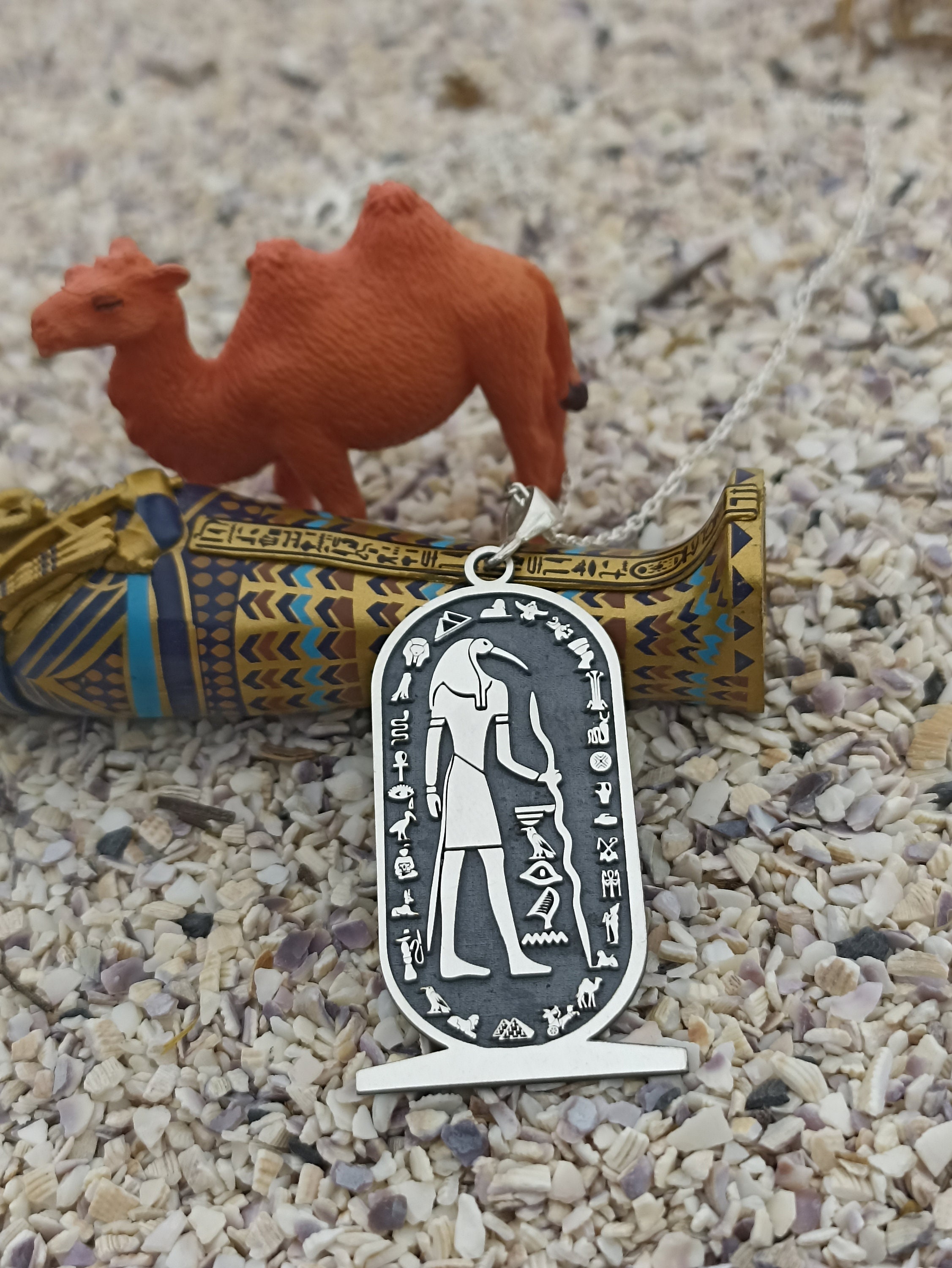 925 Sterling Silver Egyptian Script, God of Knowledge Thoth Djehuti ...