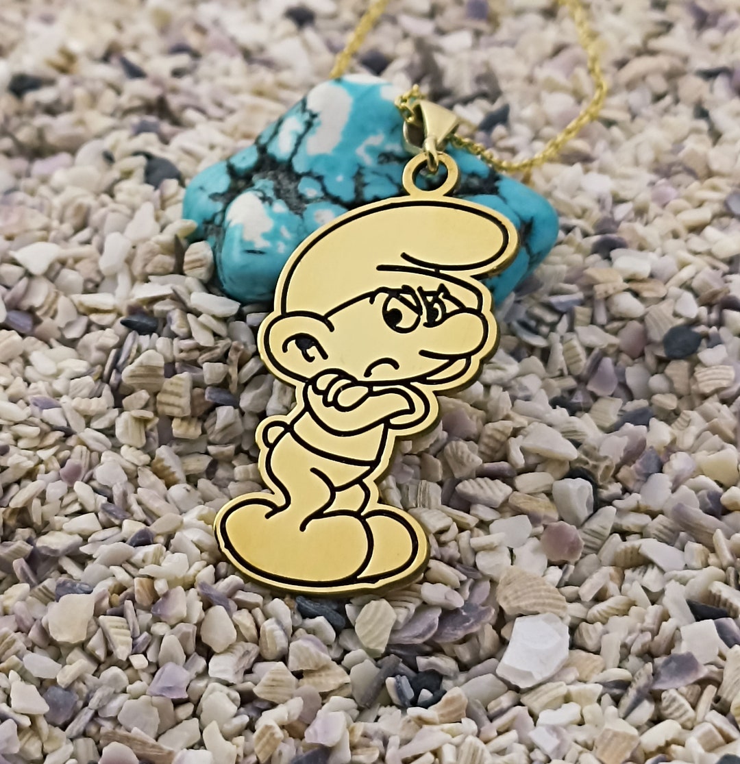 Grumpy Smurf Earrings and Necklace, Smurfs Jewelry, Cartoon Earrings ...