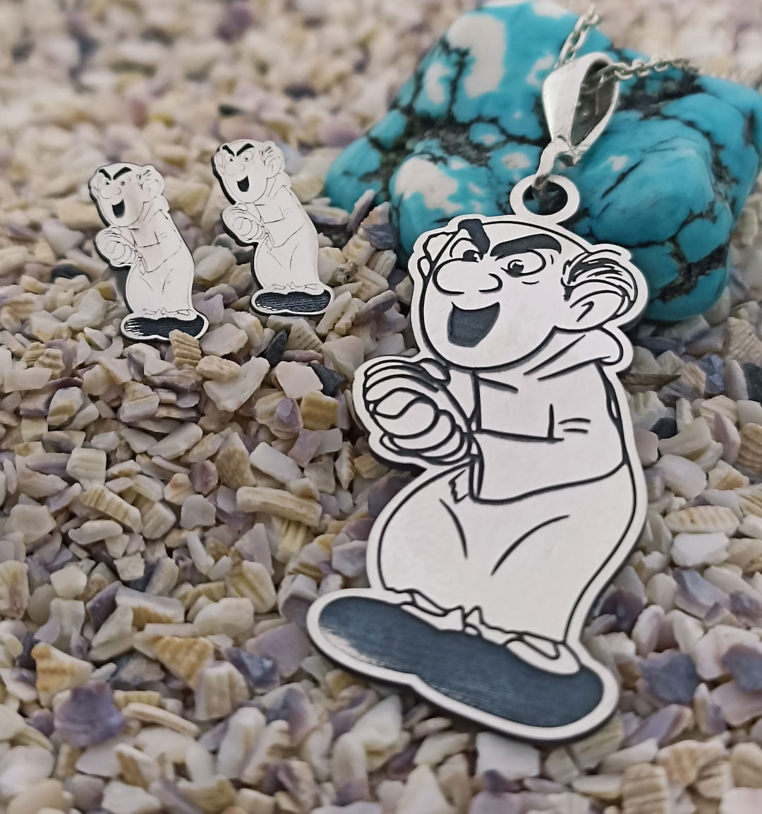 Smurfs Villain Gargamel Earrings and Necklace, Smurfs Jewelry, Cartoon ...