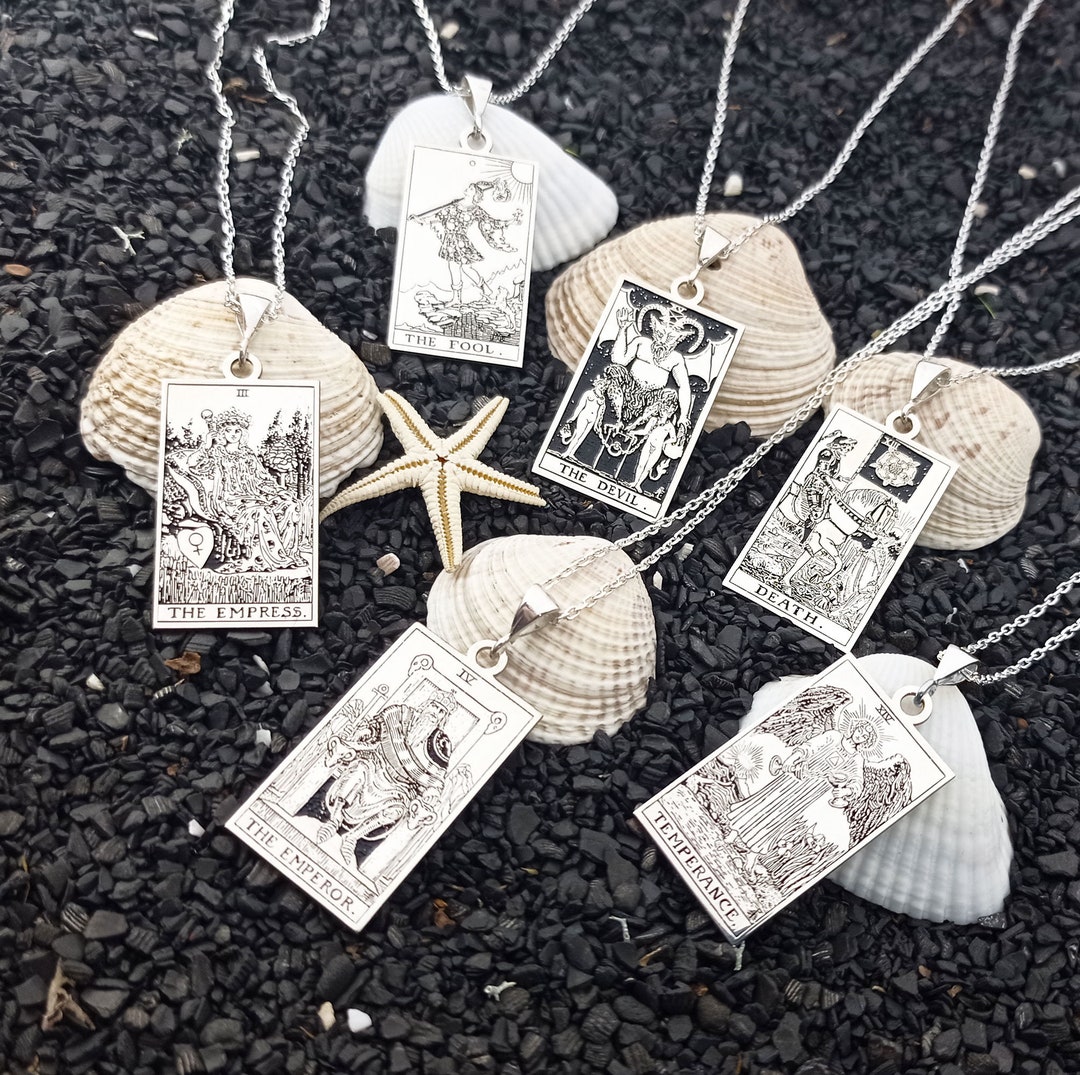 Custom Made Double Sided Tarot Card Necklace, Spiritual Tarot Card ...