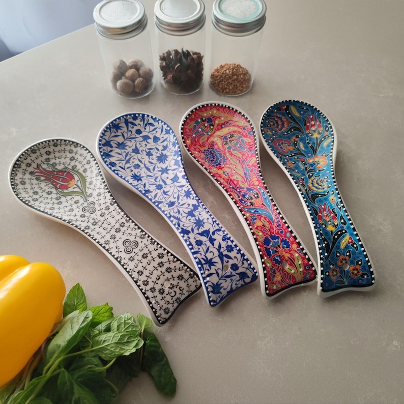 Handmade Ceramic Spoon Rest, Ceramic Spoon Holder, Ceramic Utensil Rest ...