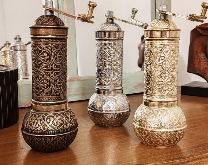 Brass Salt and Pepper Grinder, Handmade Traditional Turkish Coffee ...