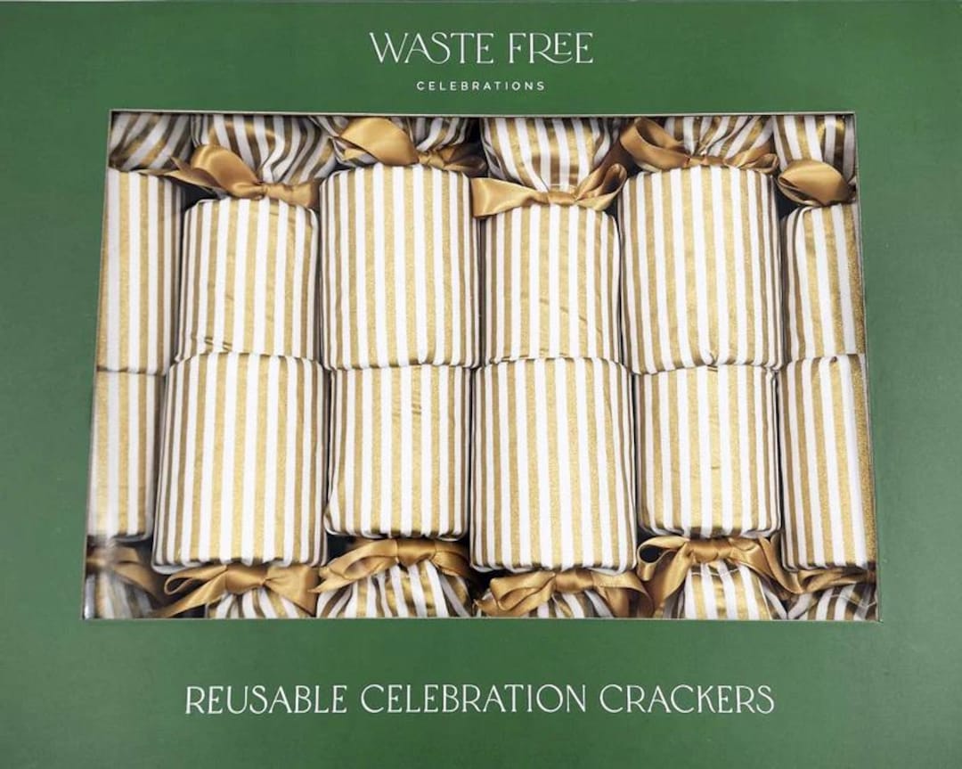 Waste Free Celebrations - Gold Stripes (6 Reusable Christmas Crackers ...