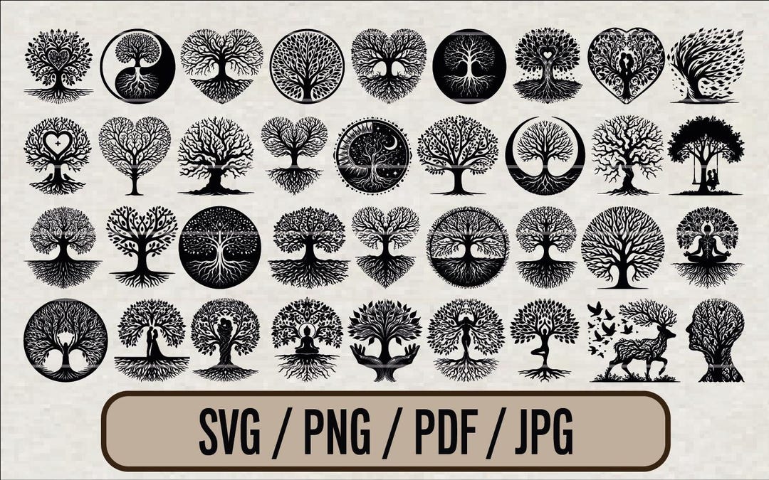 TREE SVG PNG File,6, Woman Tree of Life Svg, Lovers Tree Cut File for ...