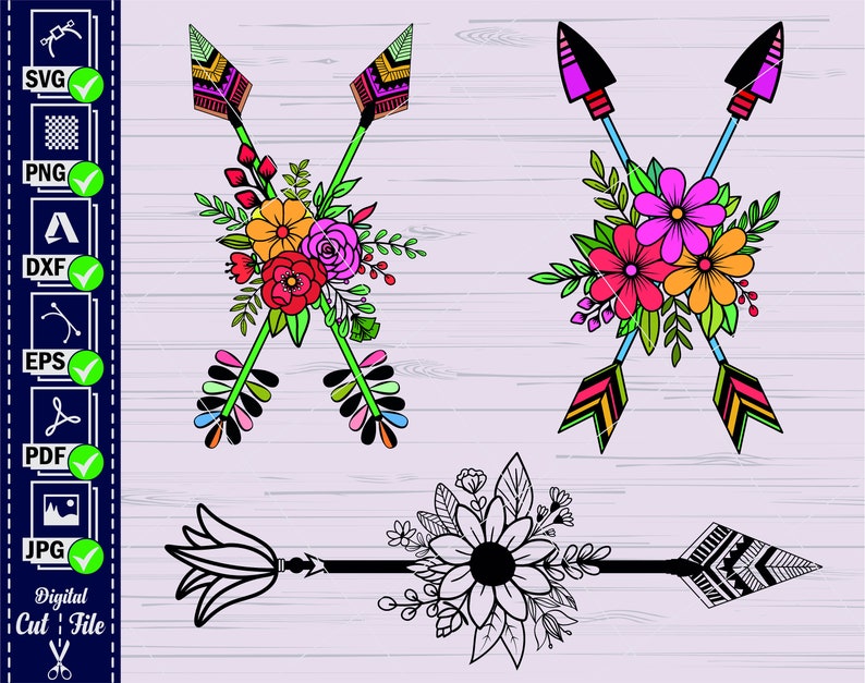 Floral Arrow SVG Cut Files, Boho Arrows Clipart (digital Download) - Etsy