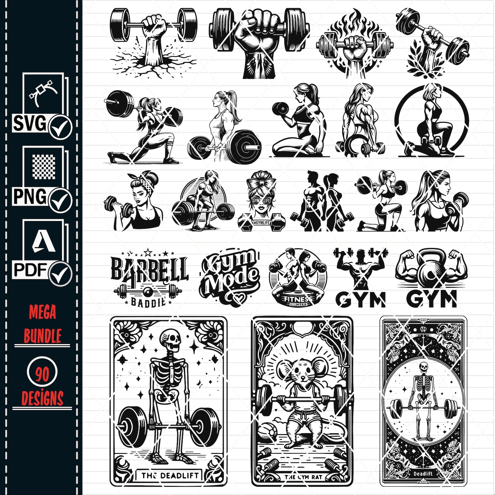 Gym SVG PNG MEGA Bundle, Fitness Clipart (90 Designs) - Etsy