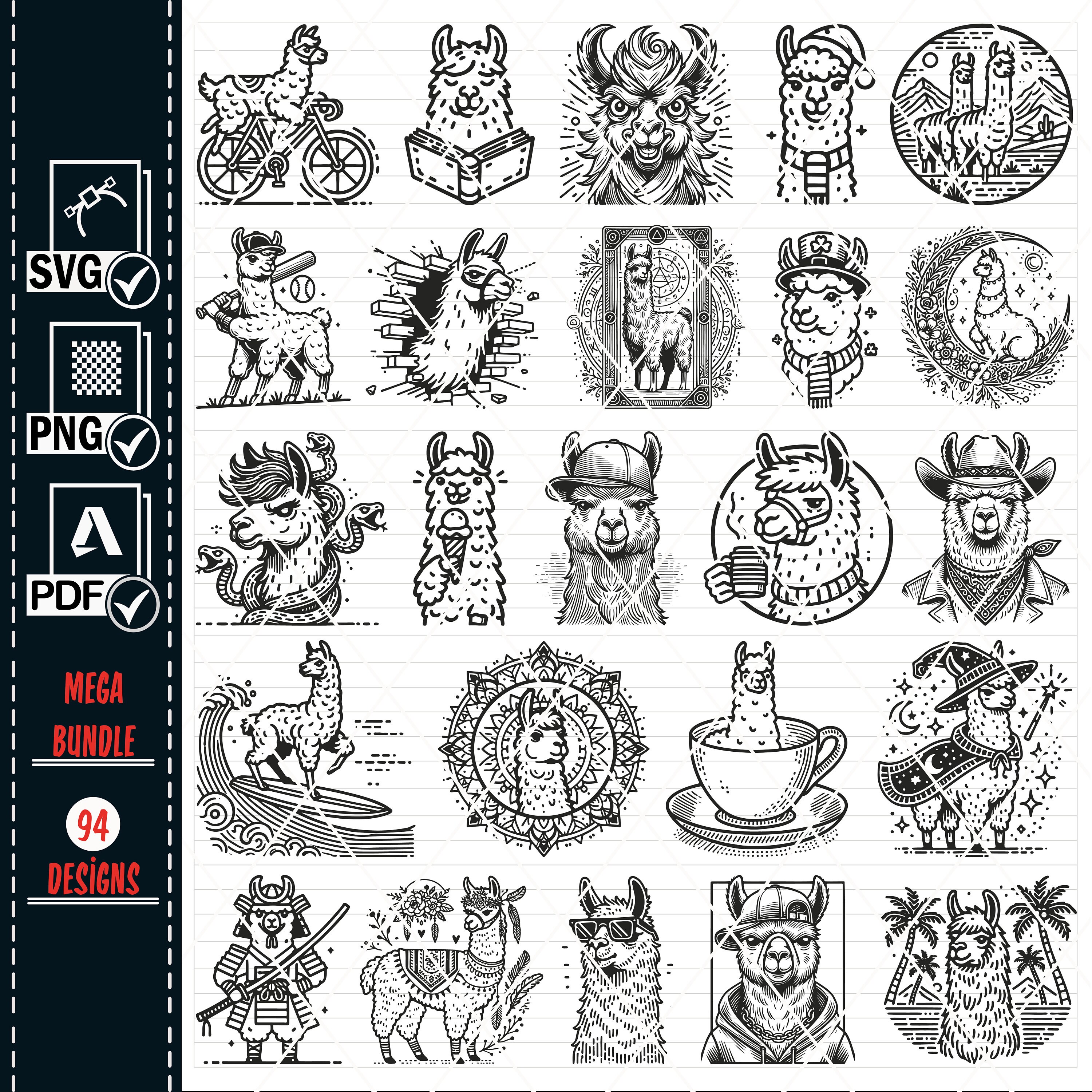 Llama SVG Mega Bundle, 94 Designs (digital Download) - Etsy
