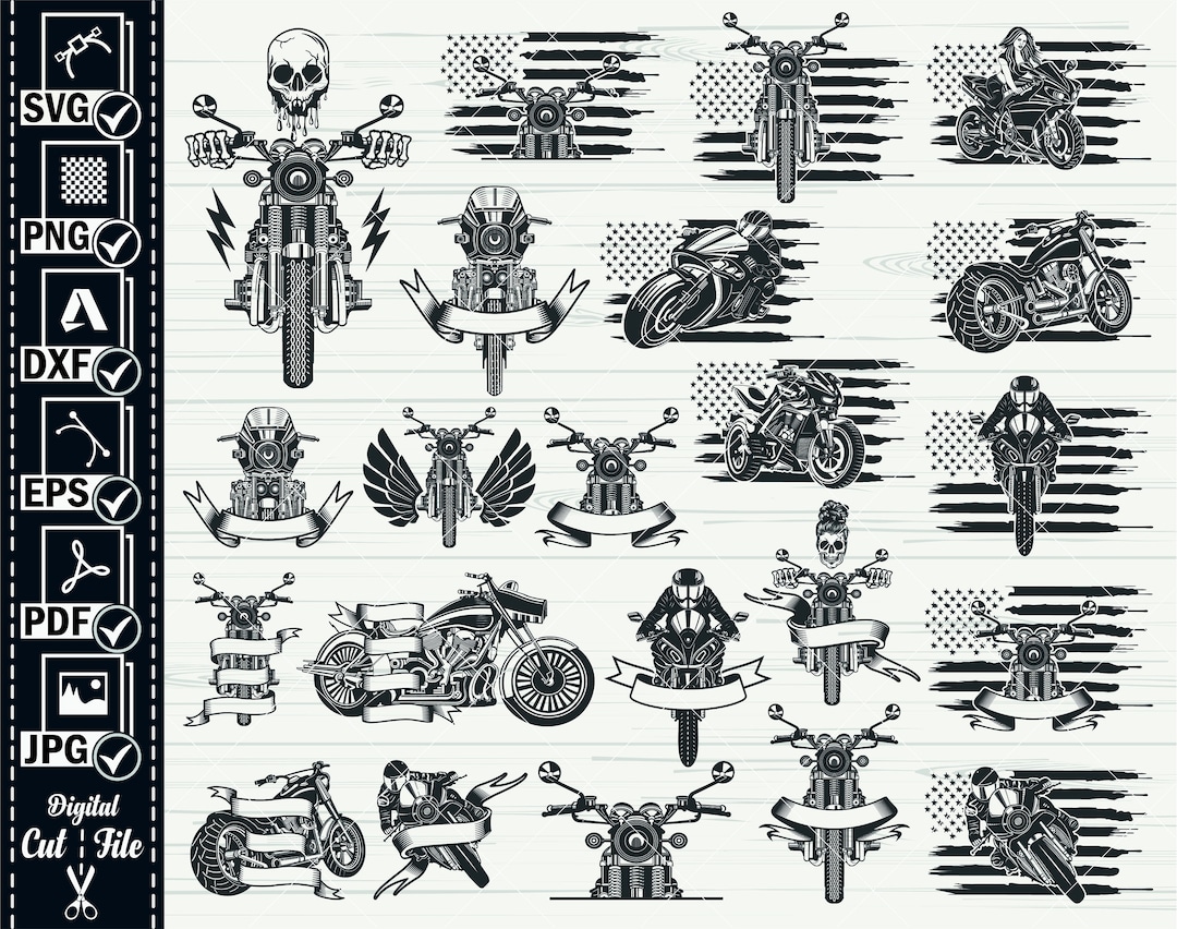 Motorcycle Handle Bars SVG, Motorcycle Svg Bundle, US Biker Skull Svg ...