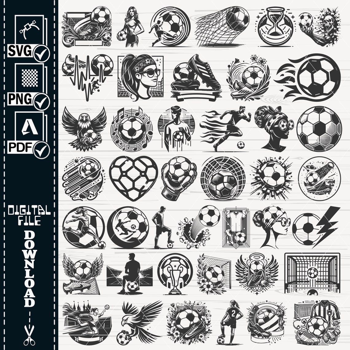 Soccer SVG Bundle, Football Clipart (digital Download) - Etsy