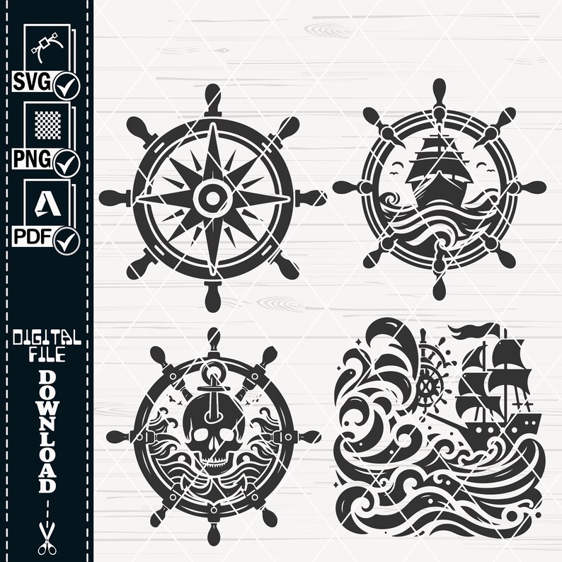 Ships Wheel SVG Bundle, Nautical Vector Clipart (digital Download) - Etsy