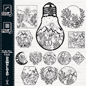 Cactus SVG MEGA Bundle, Cactus Cut File,desert Scene Svg, Cactus Scene ...