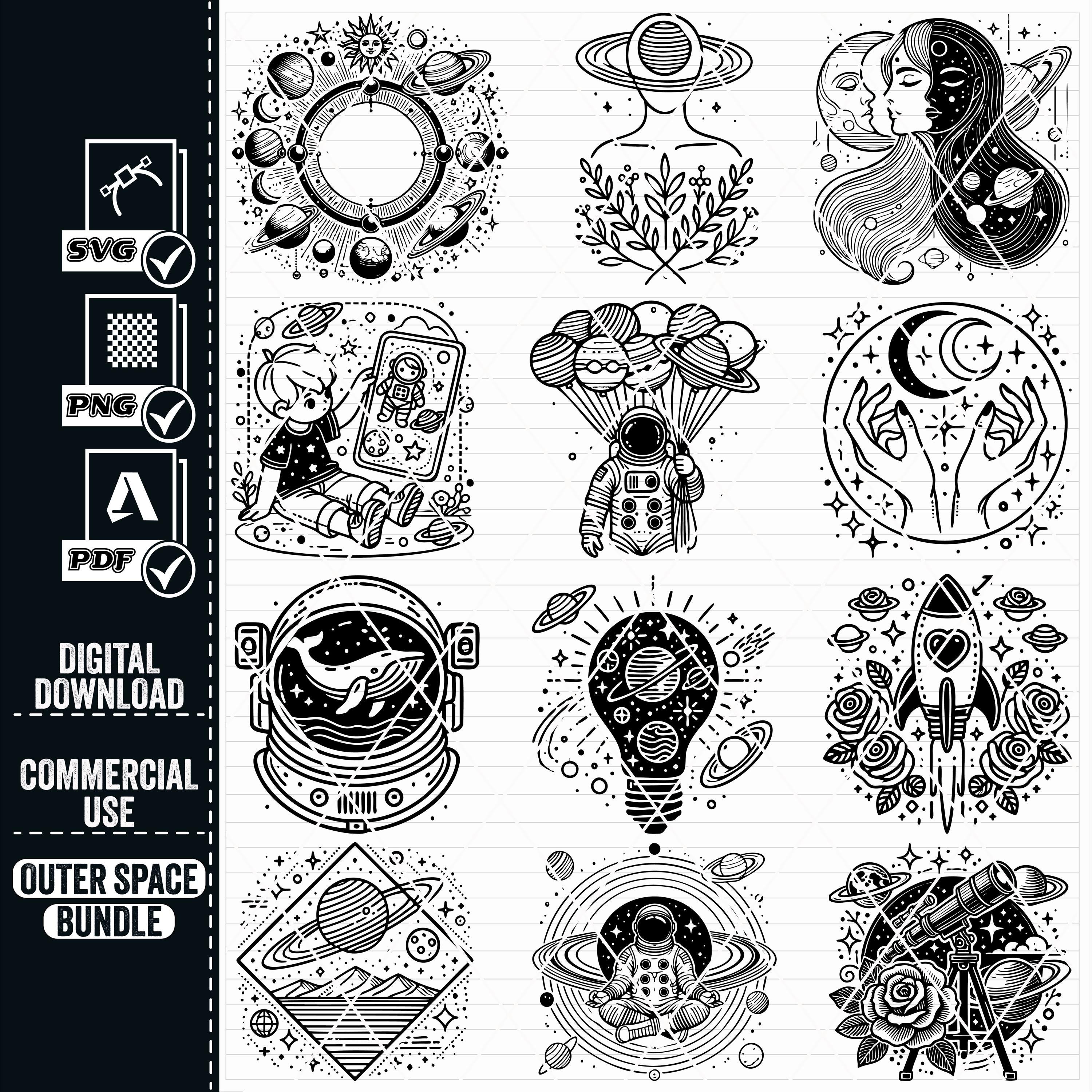 Outer Space SVG PNG Clipart Bundle (digital Download) - Etsy
