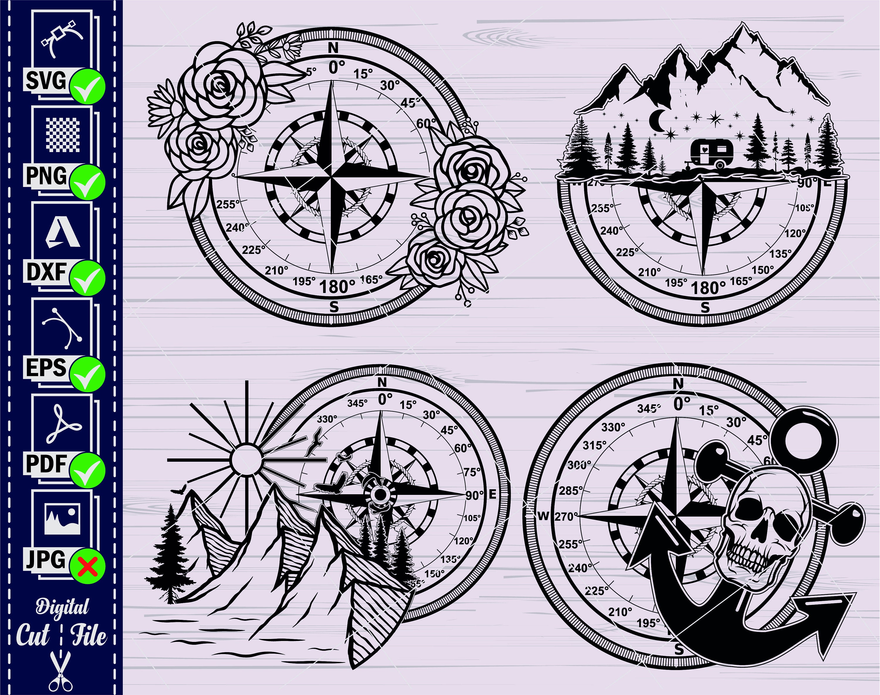 Compass SVG1 Mountain Compass Svg Camping Compass Svg - Etsy
