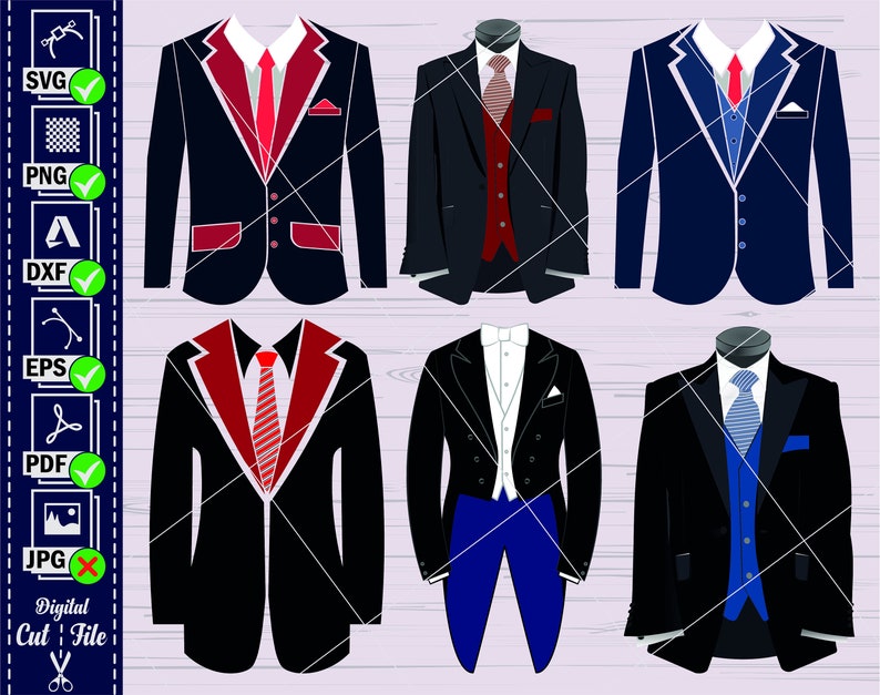 Tuxedo SVG Clipart Bundle, Suit Vector Cut Files - Etsy