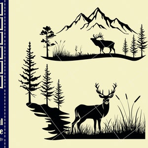 Moose in Forest Svg, Moose Svg, Moose Scene Svg, Forest Scene Svg ...